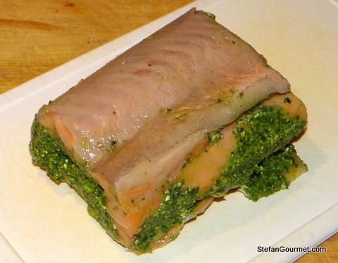 Sous-vide Salmon-Pesto Roulade with Haricots Verts – Stefan's Gourmet Blog
