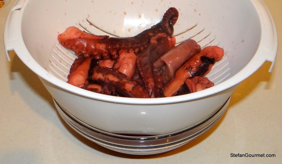 Grilled Octopus with Octopus Sponge, Bell Pepper Coulis and Romanesco ...