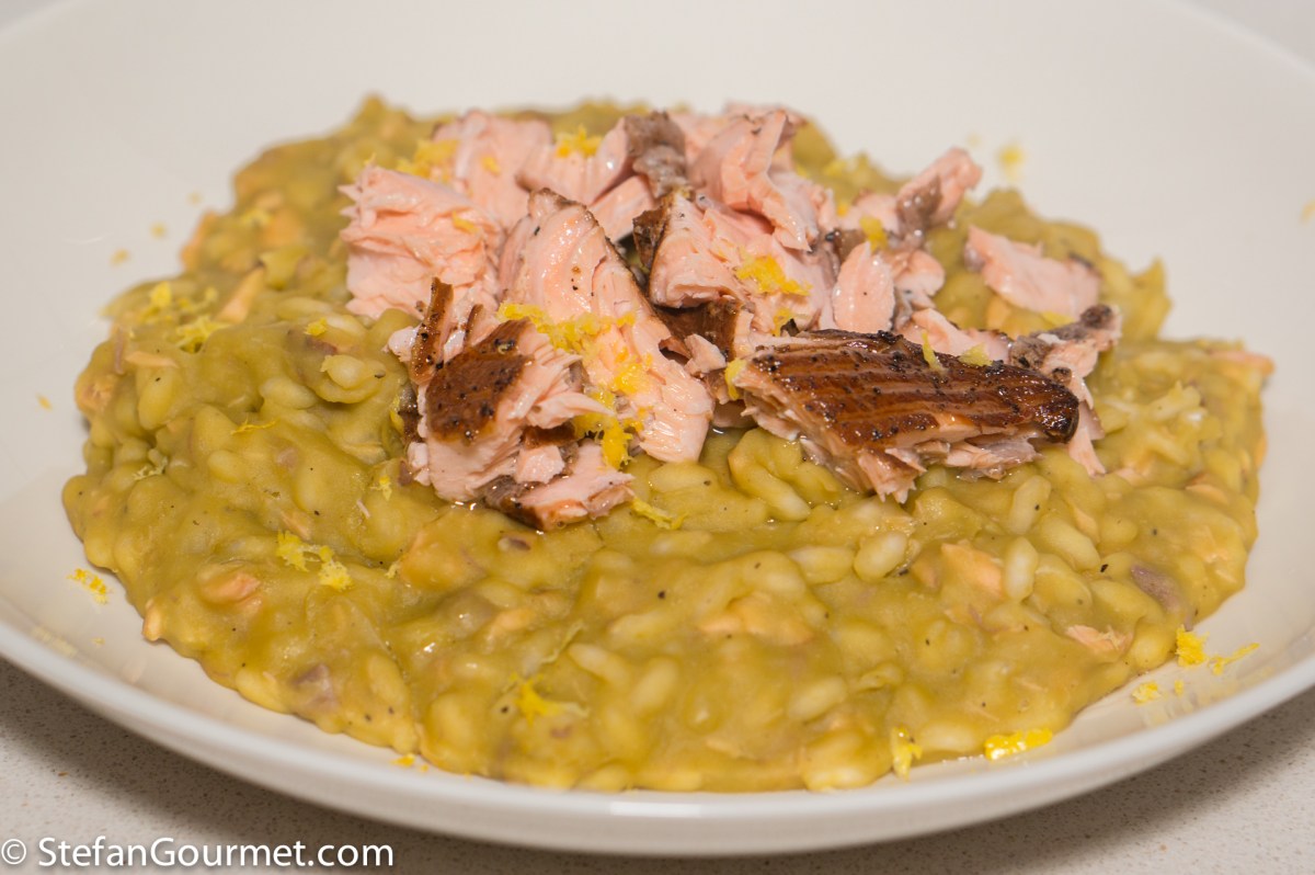 Split Pea Risotto with Hot Smoked Salmon – Stefan's Gourmet Blog