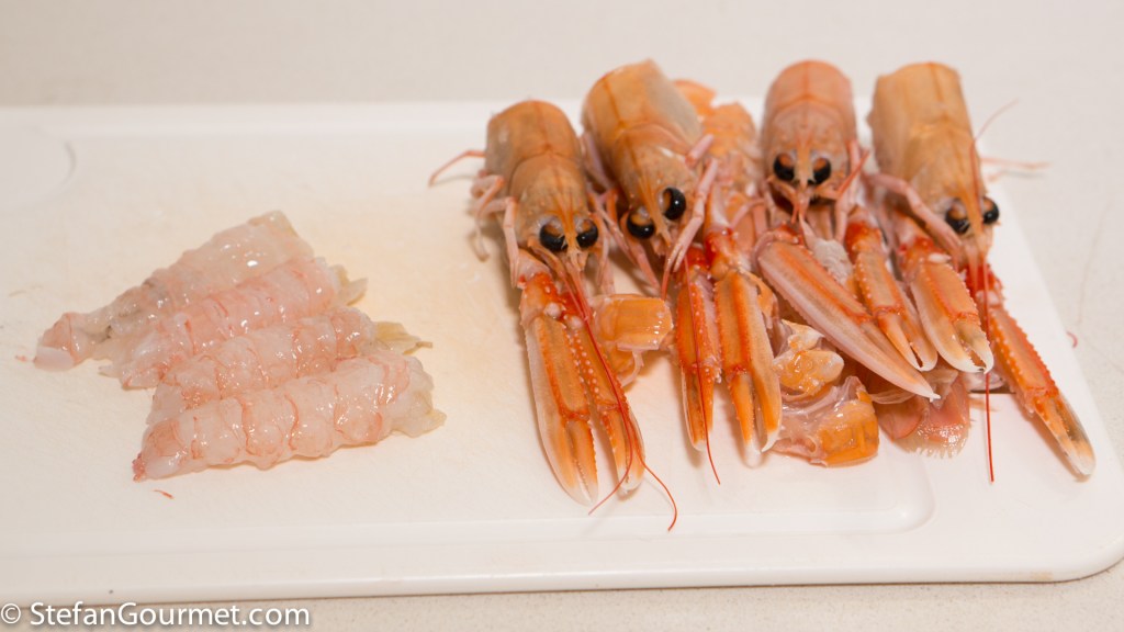 Sea Bass and Pistachio Ravioli with Scampi Ragù – Stefan's Gourmet Blog