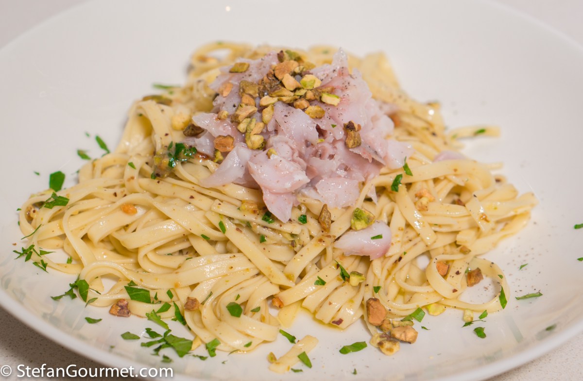 Pasta with Red Mullet Sous-Vide and Pistachios (Taglioni con Triglie e ...