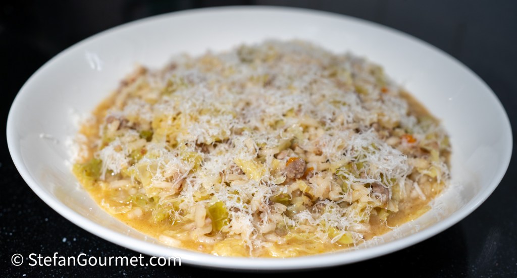 Risotto with Savoy Cabbage and Italian Sausage Recipe